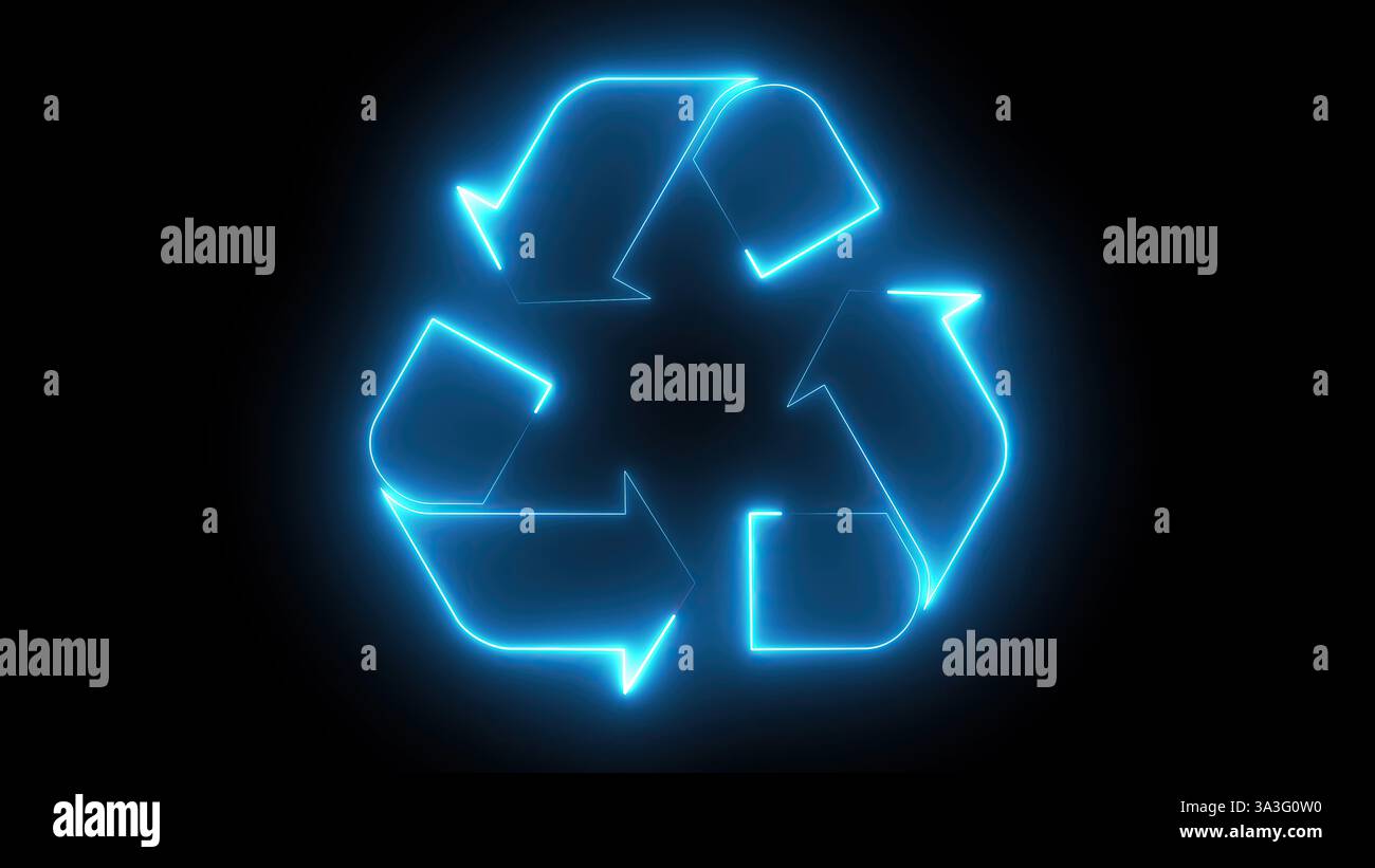 Neon recycling icon. Computer generated 3d render Stock Photo - Alamy