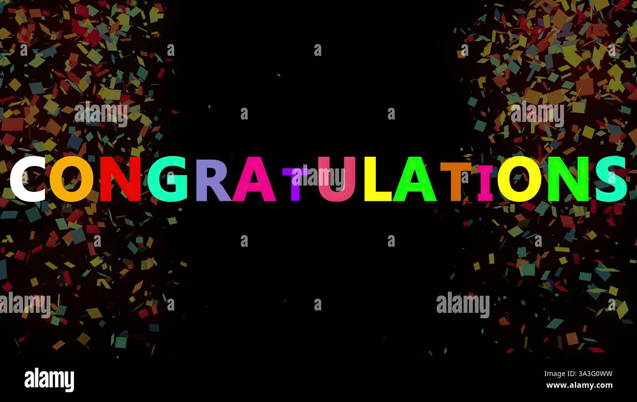Congratulations with confetti. Computer generated 3d render Stock Photo ...