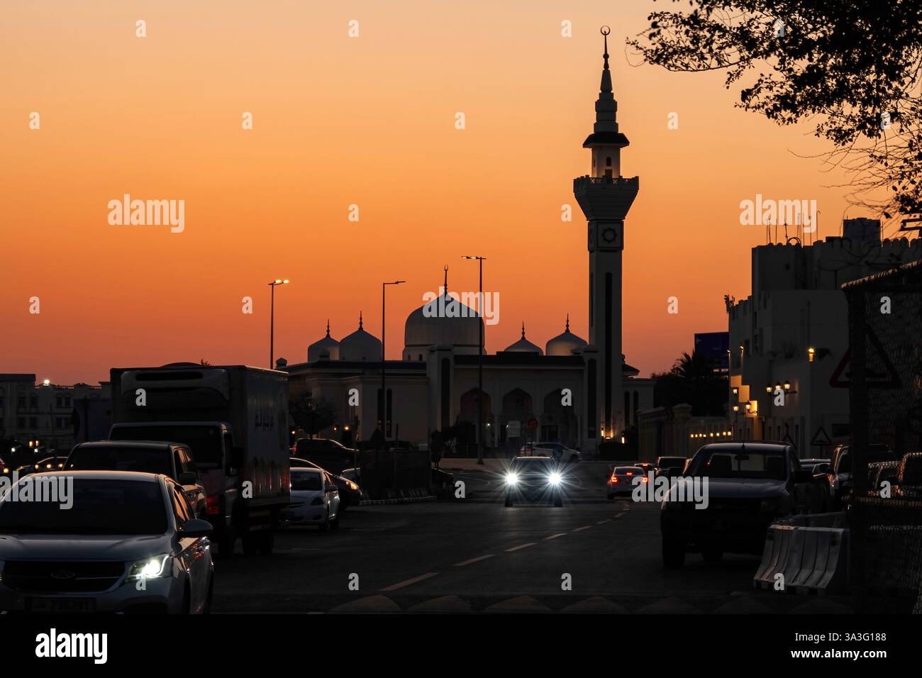 Hamza bin Abdul Muttalib Mosque view sunset time Doha Qatar Stock Photo ...