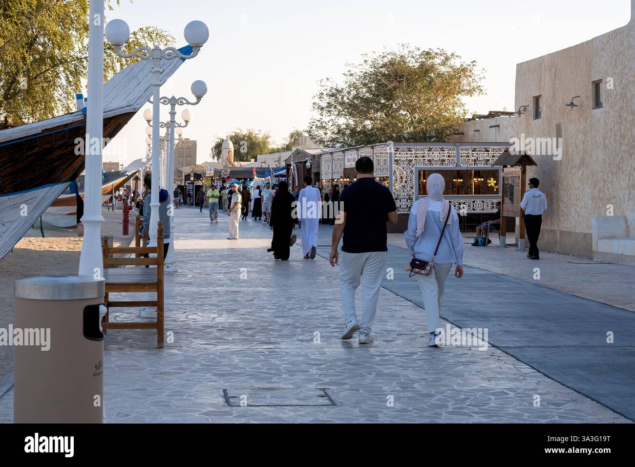 Old buildings architecture in the Wakrah souq. Traditional Market in ...
