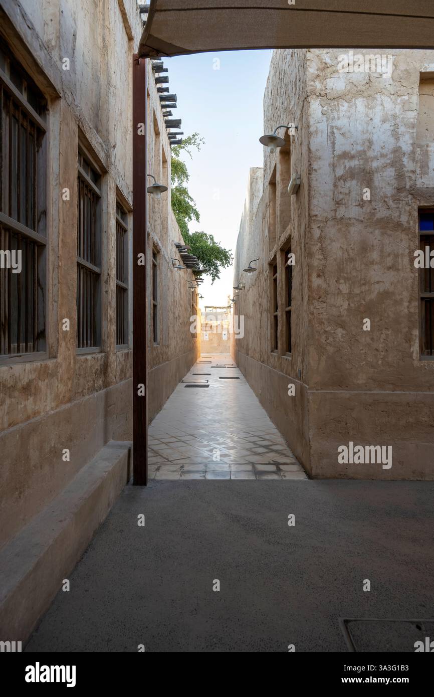 Old buildings architecture in the Wakrah souq. Traditional Market in ...