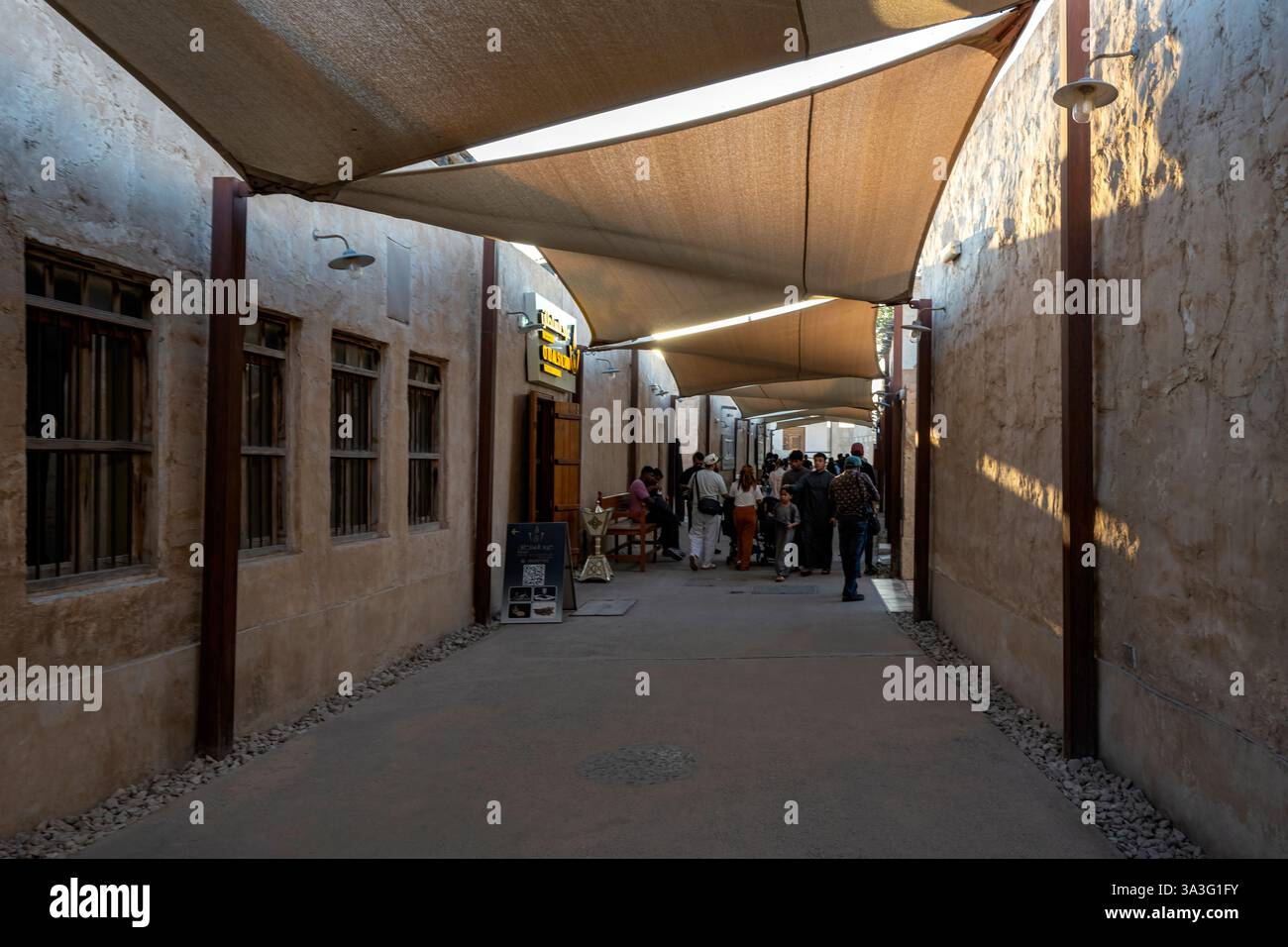 Old buildings architecture in the Wakrah souq. Traditional Market in ...