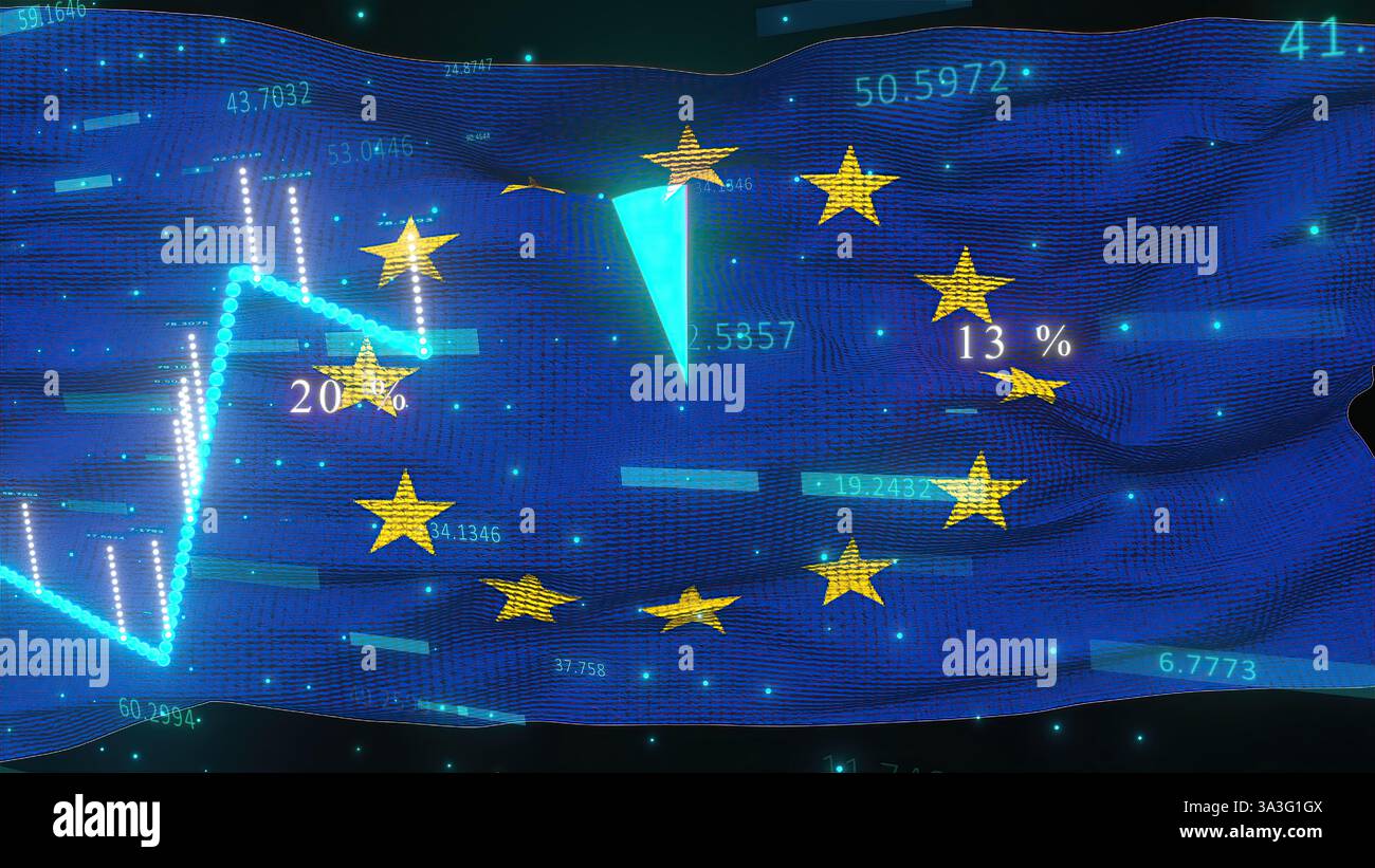 stock market chart with EURO flag. Computer generated 3d render Stock ...