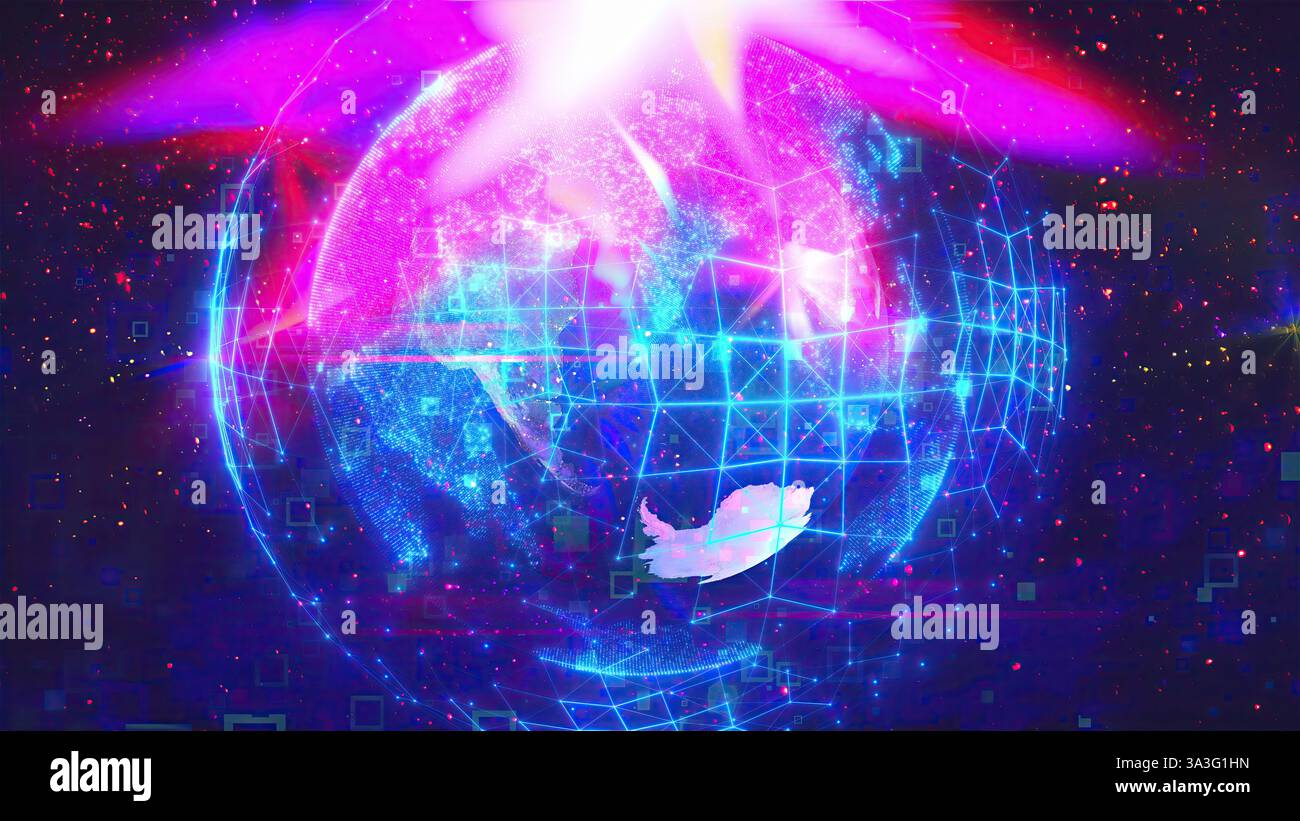 Digital Earth with lights. Computer generated 3d render Stock Photo - Alamy