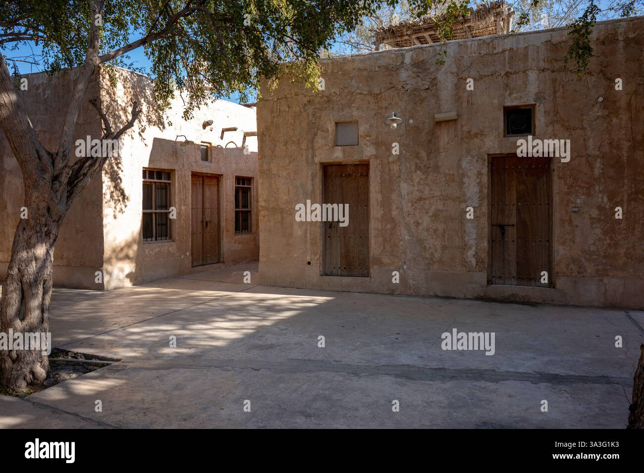 Old buildings architecture in the Wakrah souq. Traditional Market in ...