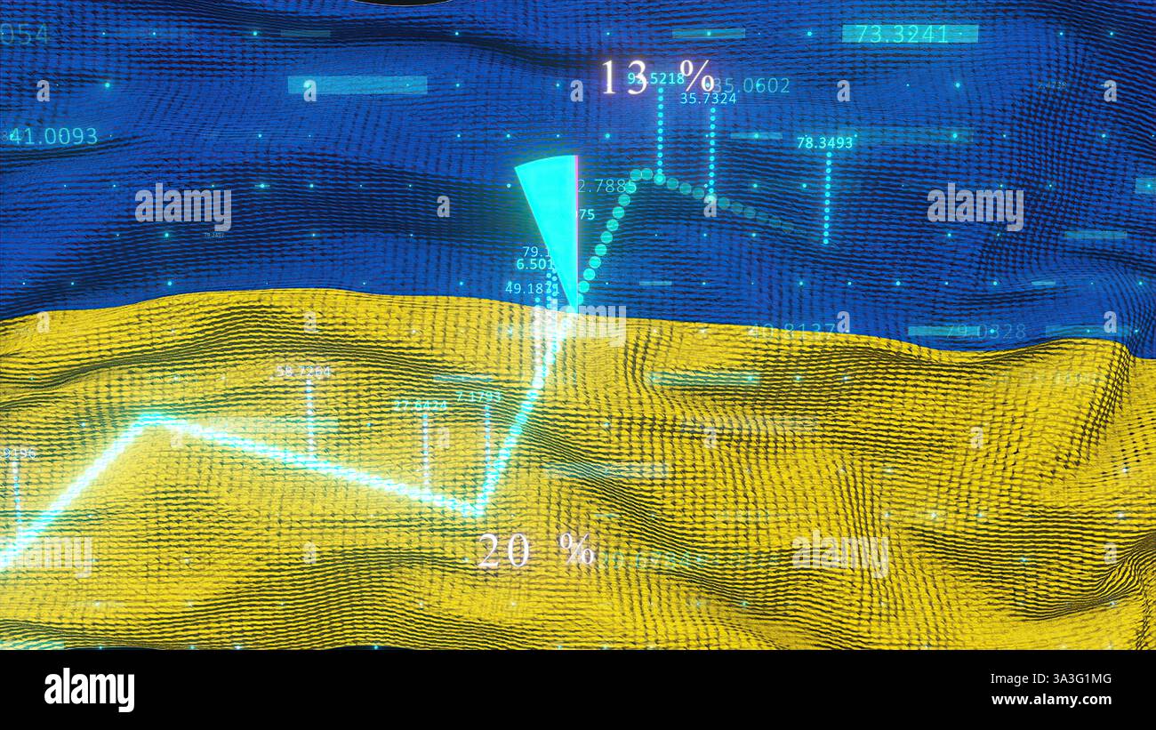 stock market chart with Ukrainian flag. Computer generated 3d render ...