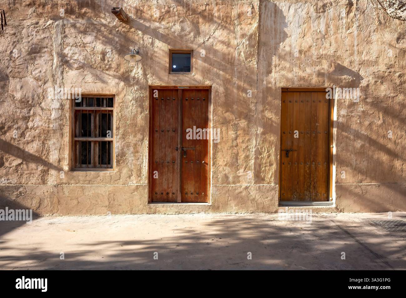 Old buildings architecture in the Wakrah souq. Traditional Market in ...