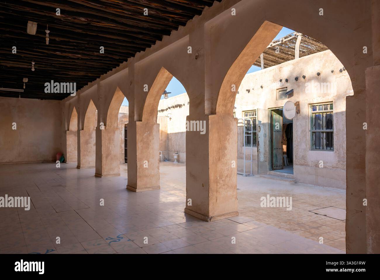 Old buildings architecture in the Wakrah souq. Traditional Market in ...