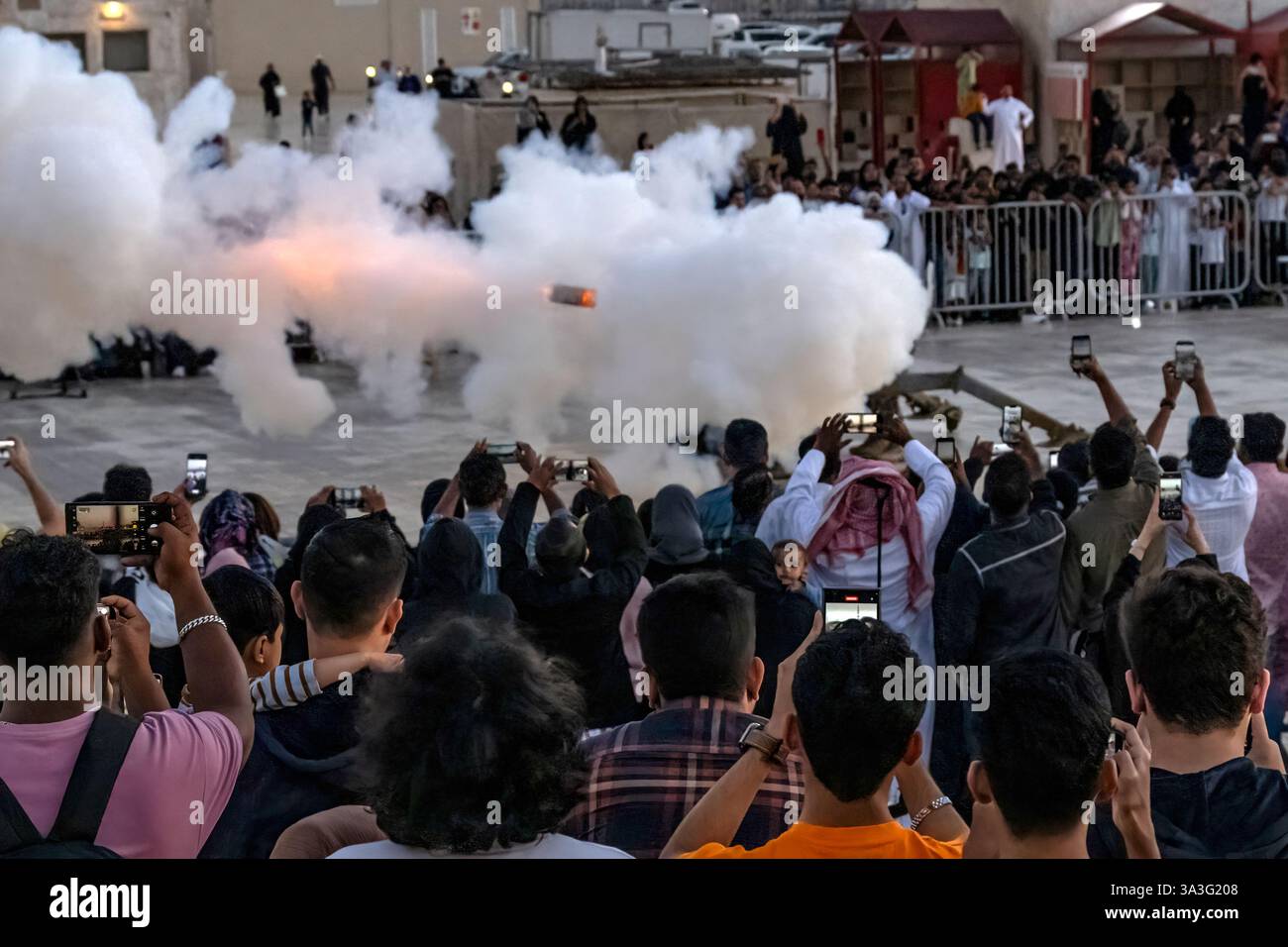 Wakra, Qatar - March 28, 2024: Cannon fire in Qatar, before Maghrib to ...