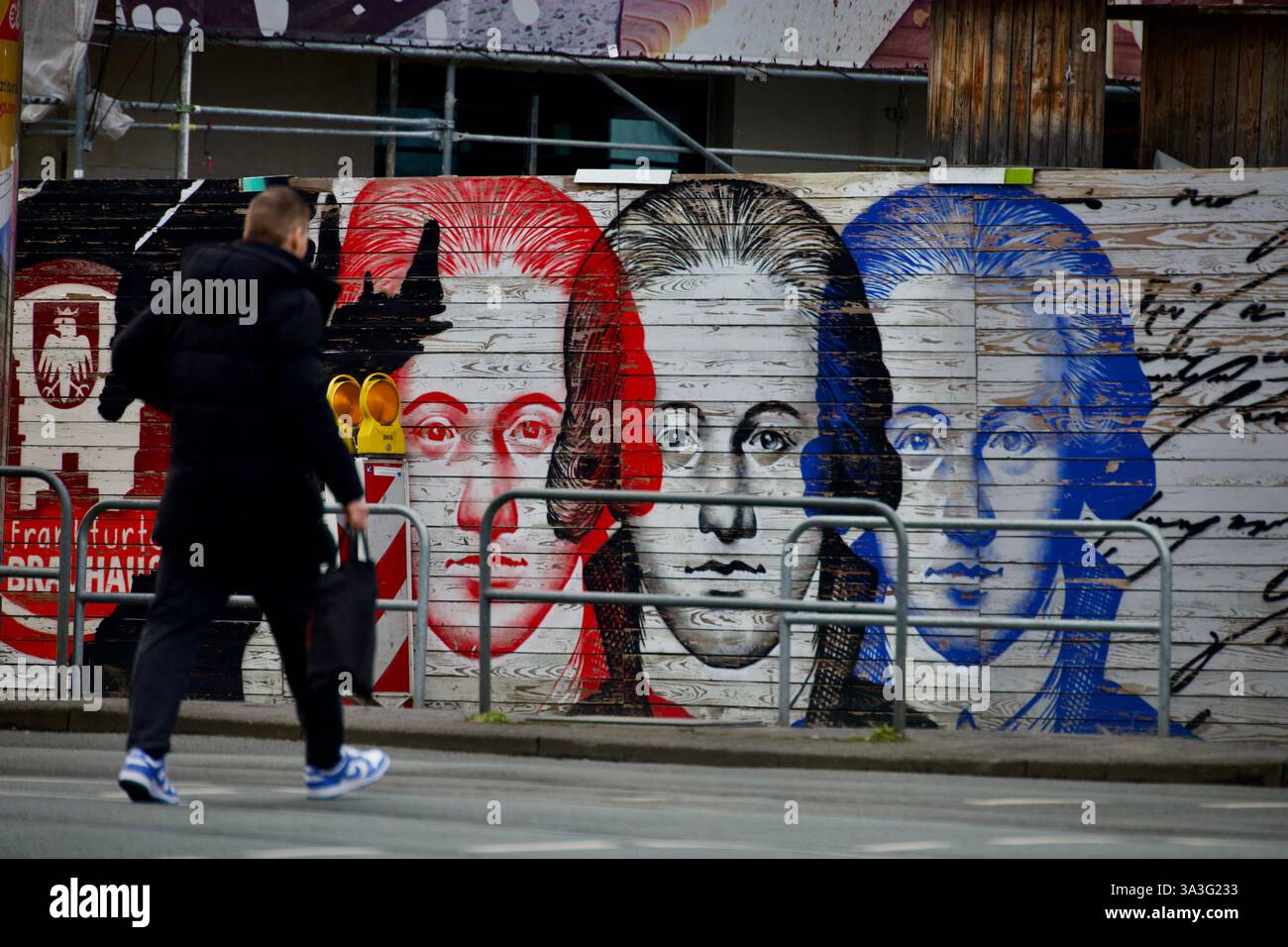 Frankfurt am Main, Germany. March 14, 2025. Graffiti of Johann Wolfgang ...