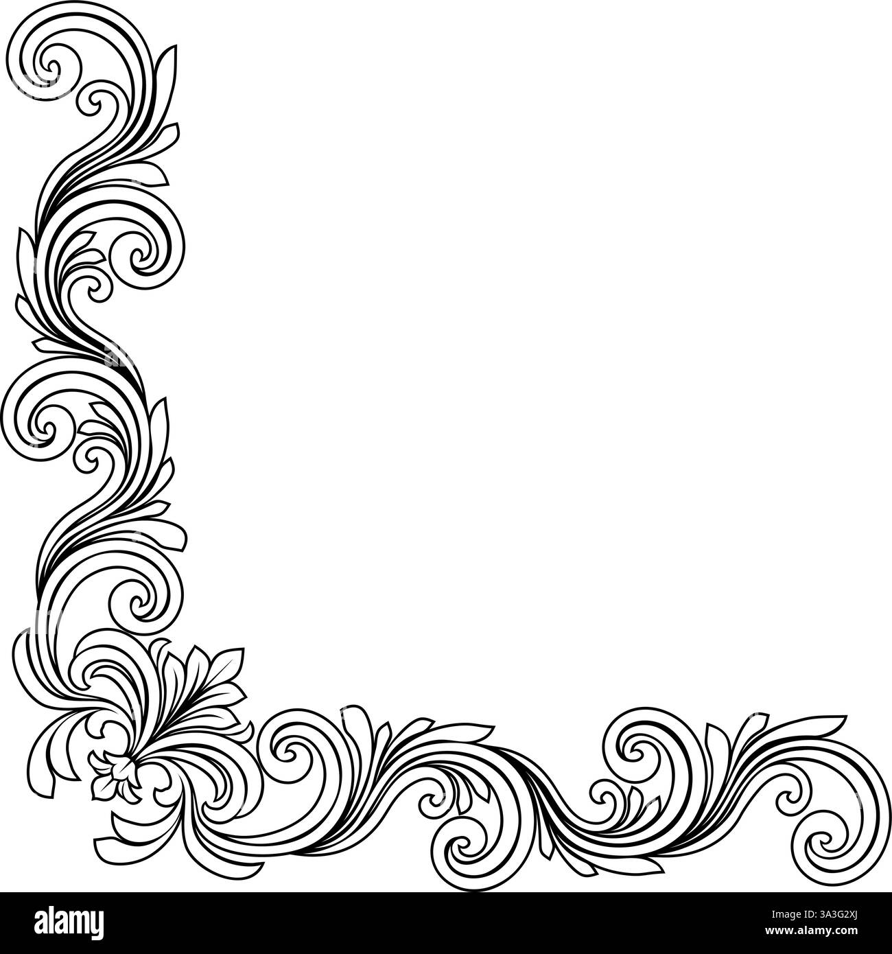 Filigree Crest Corner Motif Floral Pattern Frame Stock Vector Image ...