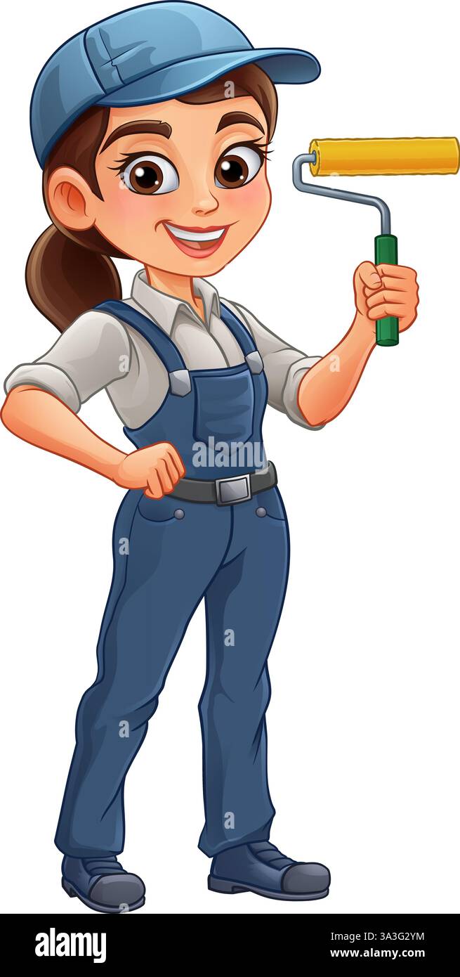 Woman Female Painter Decorator Cartoon Mascot Stock Vector Image & Art ...