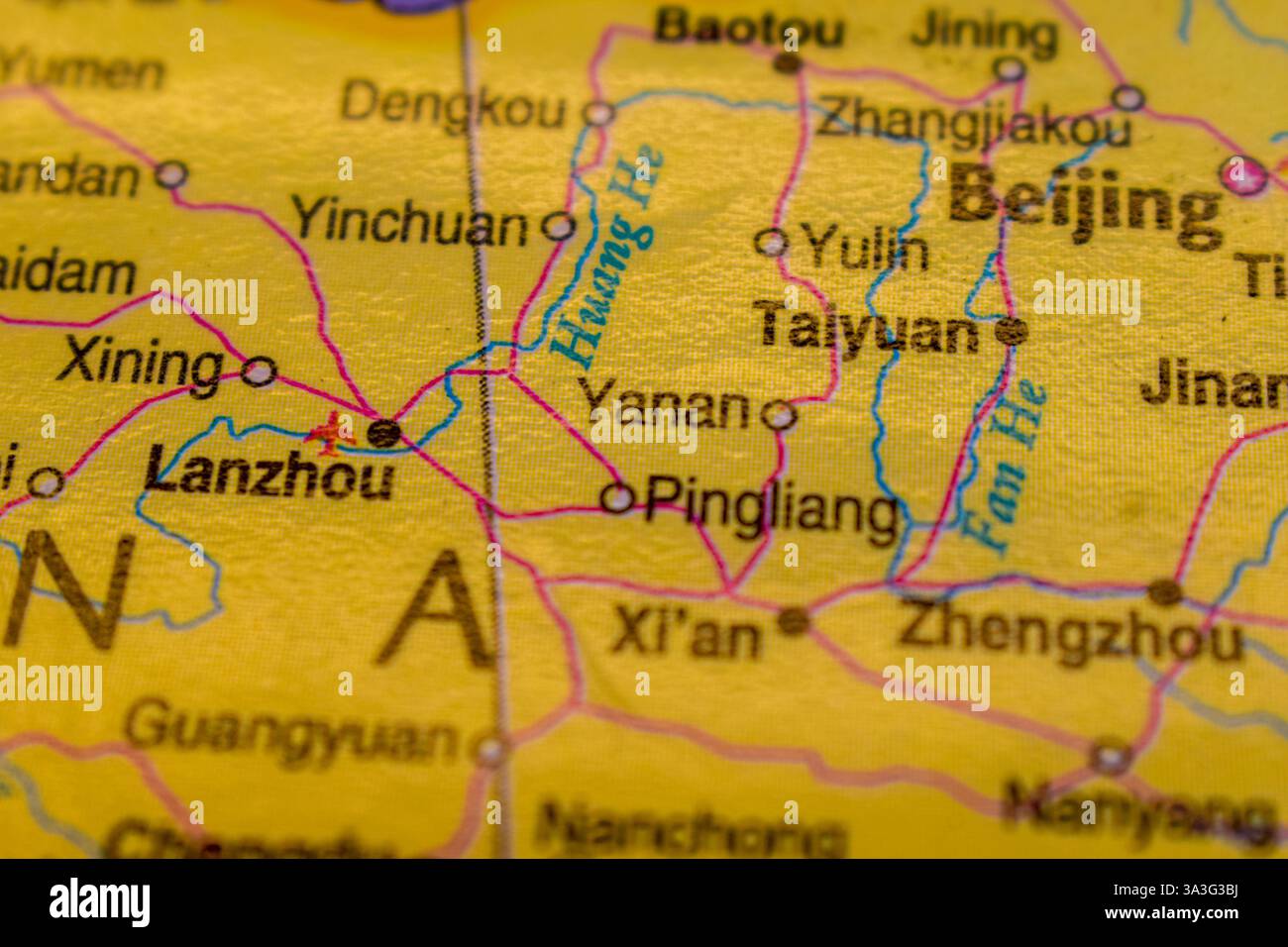 Taiyuan On The World Map Colorful Geo Political Worl Map Stock Photo ...