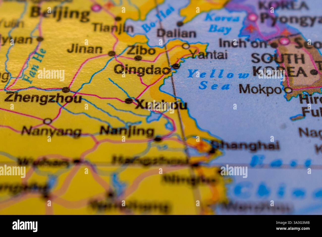 Xuzhou On The World Map Colorful Geo Political Worl Map Stock Photo - Alamy
