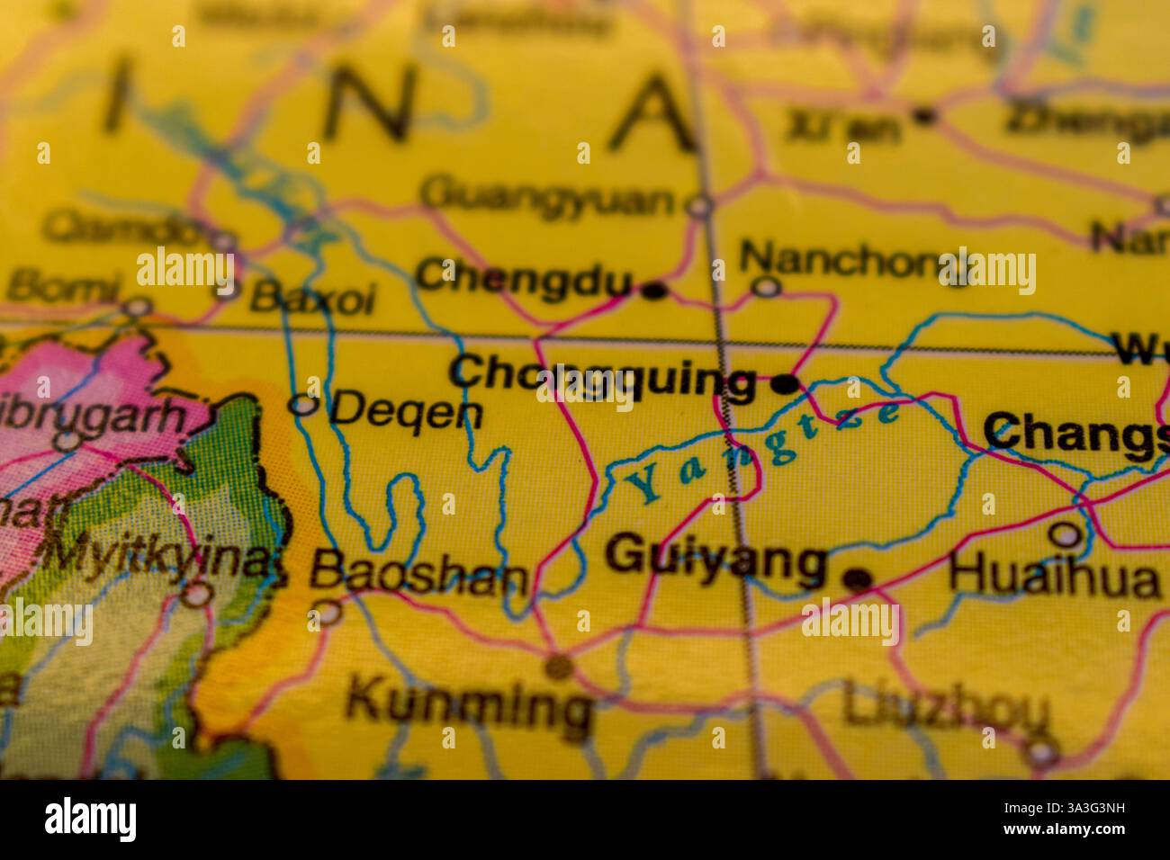 Deqen On The World Map Colorful Geo Political Worl Map Stock Photo - Alamy