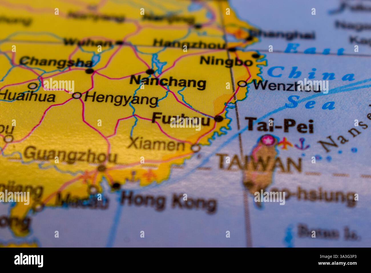 Tai-Pei On The World Map Colorful Geo Political Worl Map Stock Photo ...
