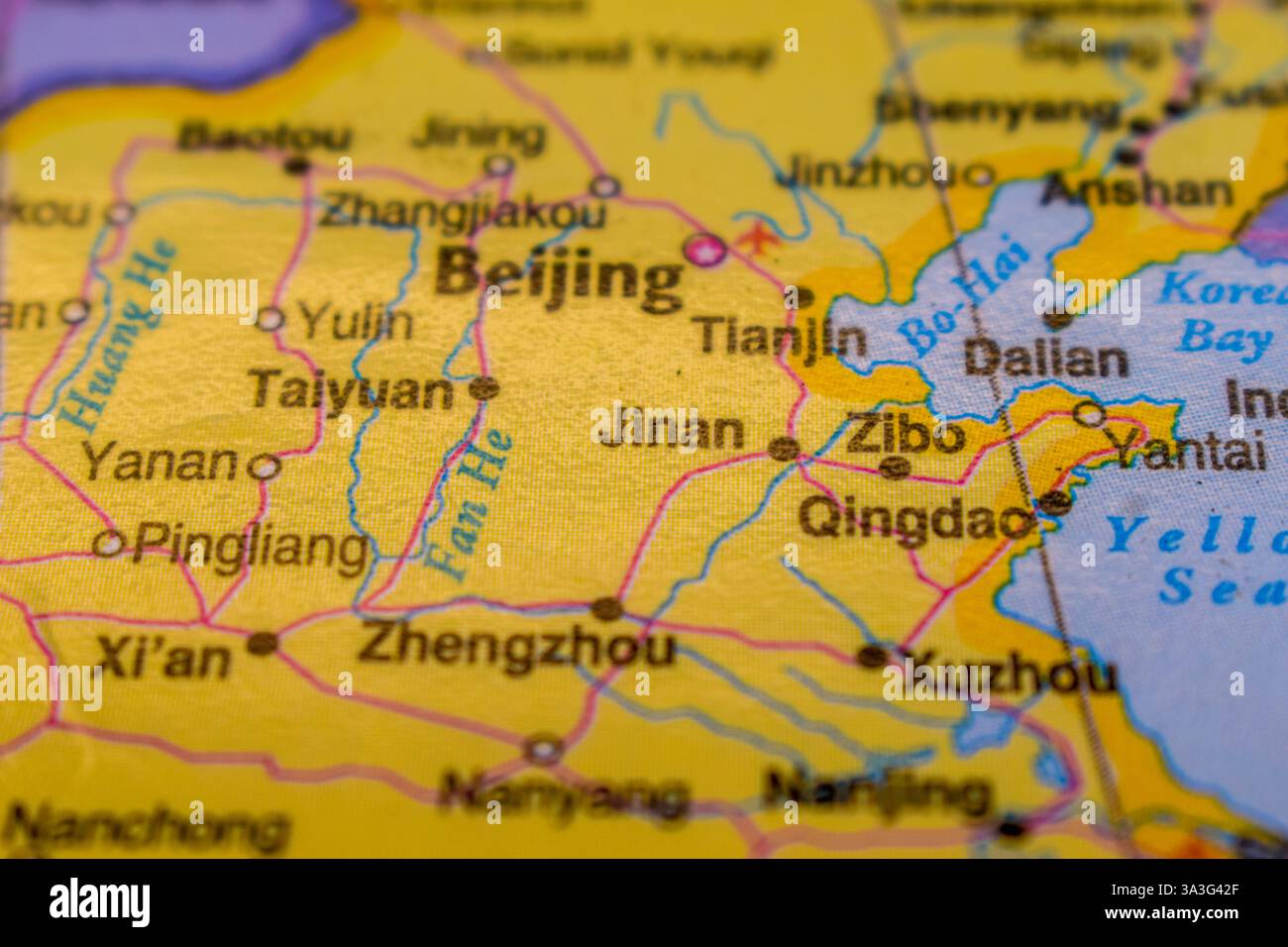 Jinan On The World Map Colorful Geo Political Worl Map Stock Photo - Alamy