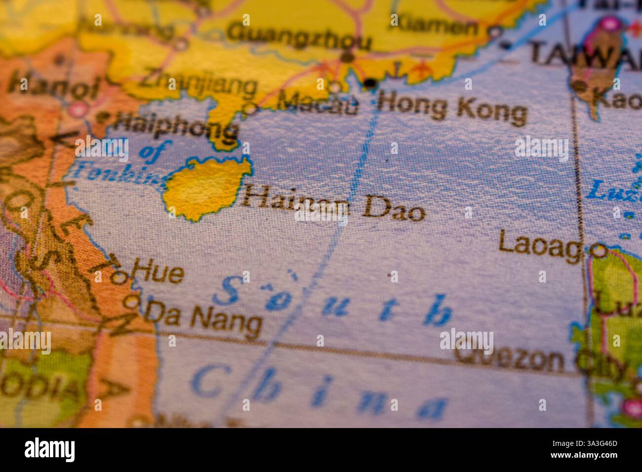 Hainan Dao On The World Map Colorful Geo Political Worl Map Stock Photo ...