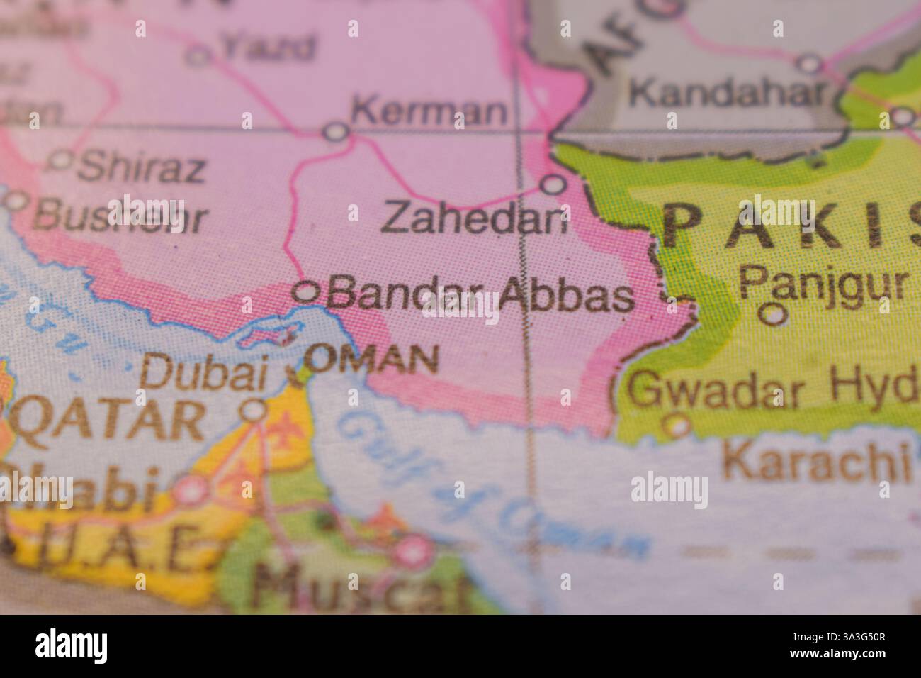 Bandar Abbas On The World Map Colorful Geo Political World Map Stock ...