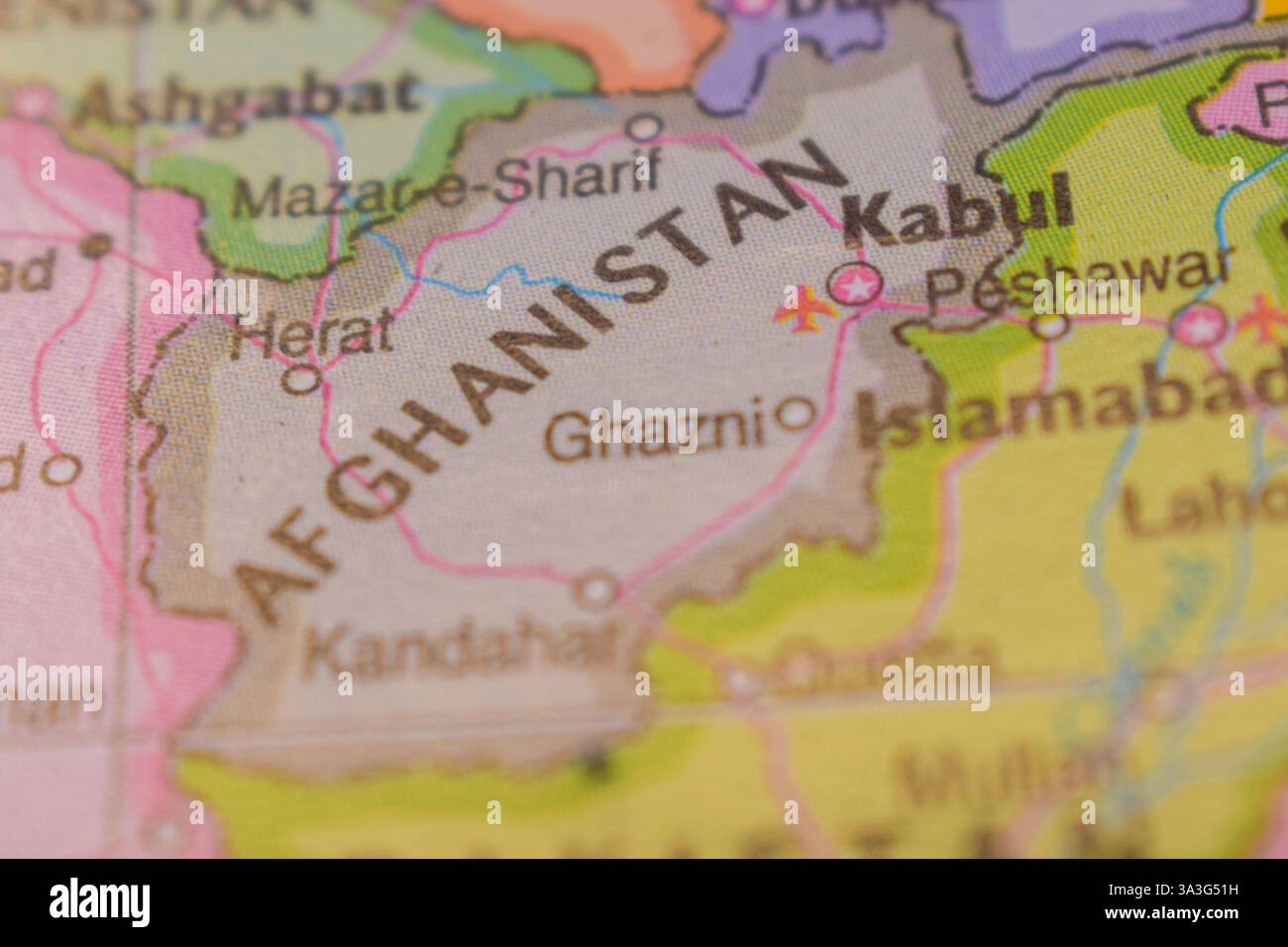 Kabul On The World Map Colorful Geo Political World Map Stock Photo - Alamy