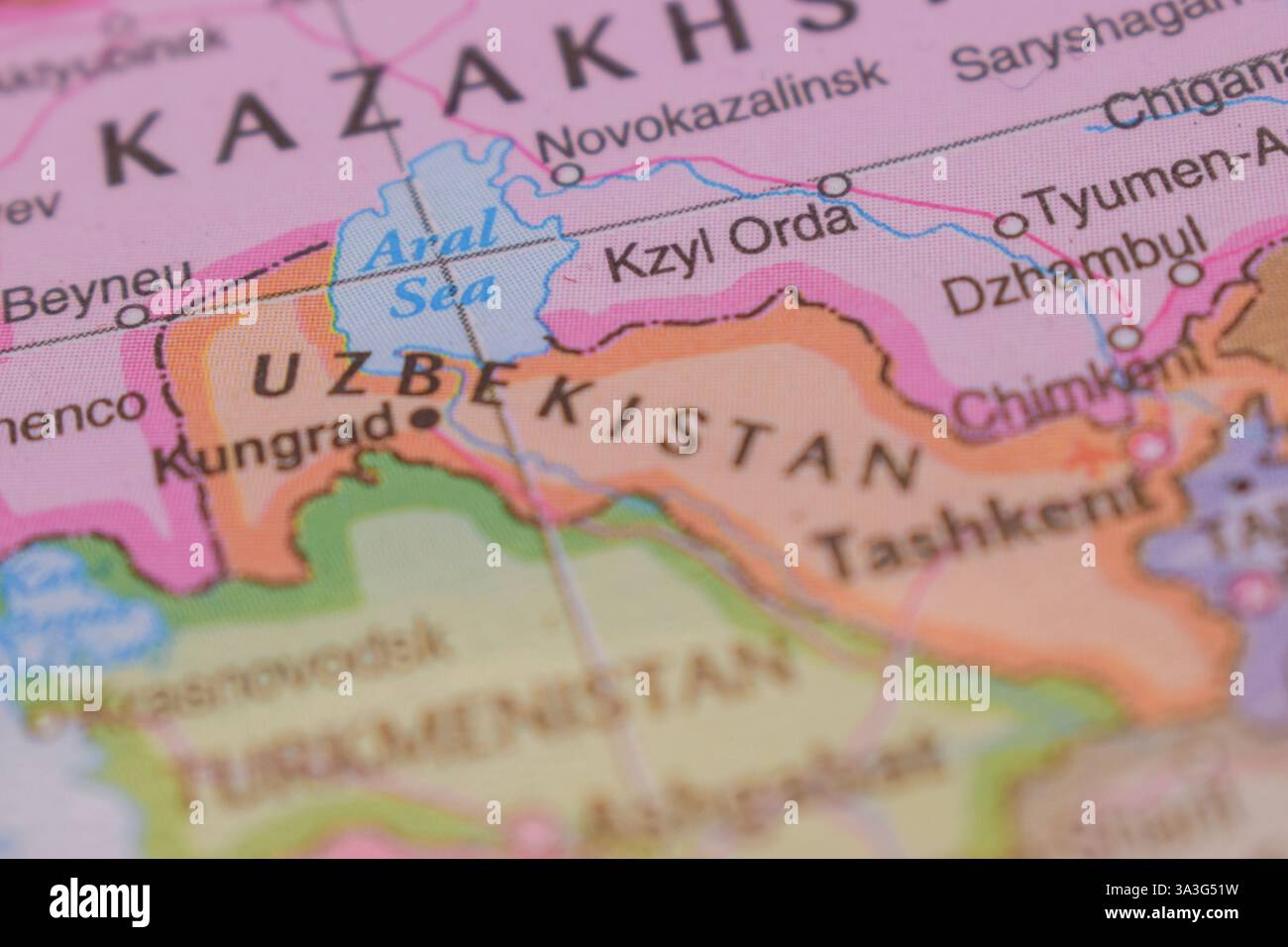 Kzyl Orda On The World Map Colorful Geo Political World Map Stock Photo ...