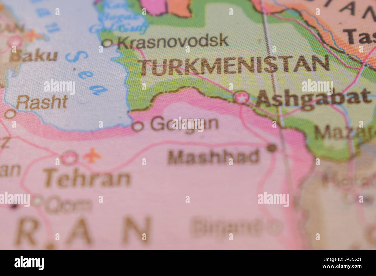Turkmenistan On The World Map Colorful Geo Political World Map Stock ...