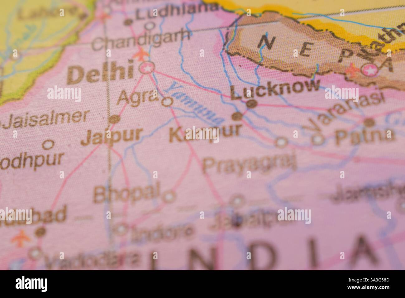 Lucknow On The World Map Colorful Geo Political World Map Stock Photo - Alamy