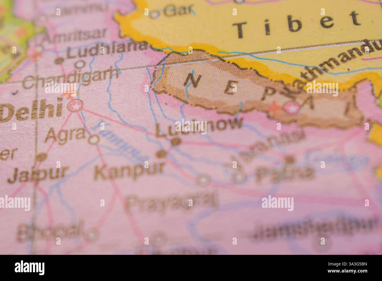 Tibet On The World Map Colorful Geo Political World Map Stock Photo - Alamy