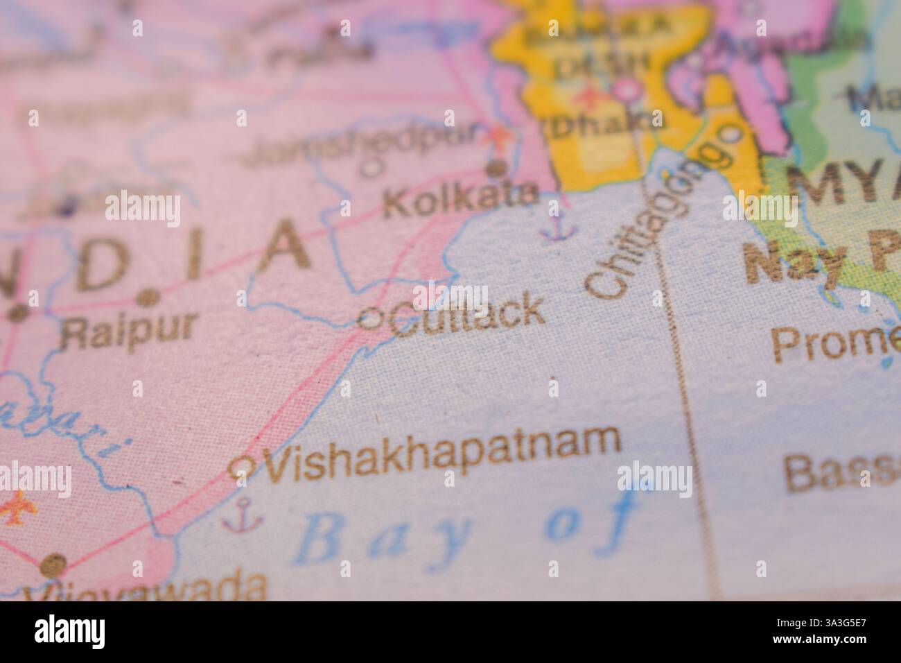 Cuttack On The World Map Colorful Geo Political World Map Stock Photo ...