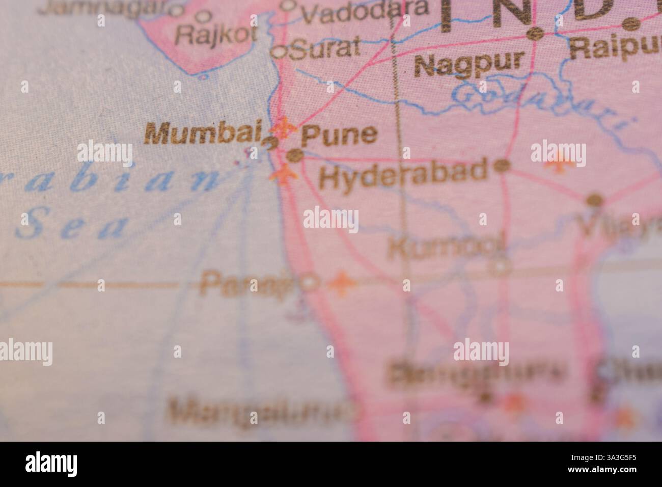 Mumbai On The World Map Colorful Geo Political World Map Stock Photo ...