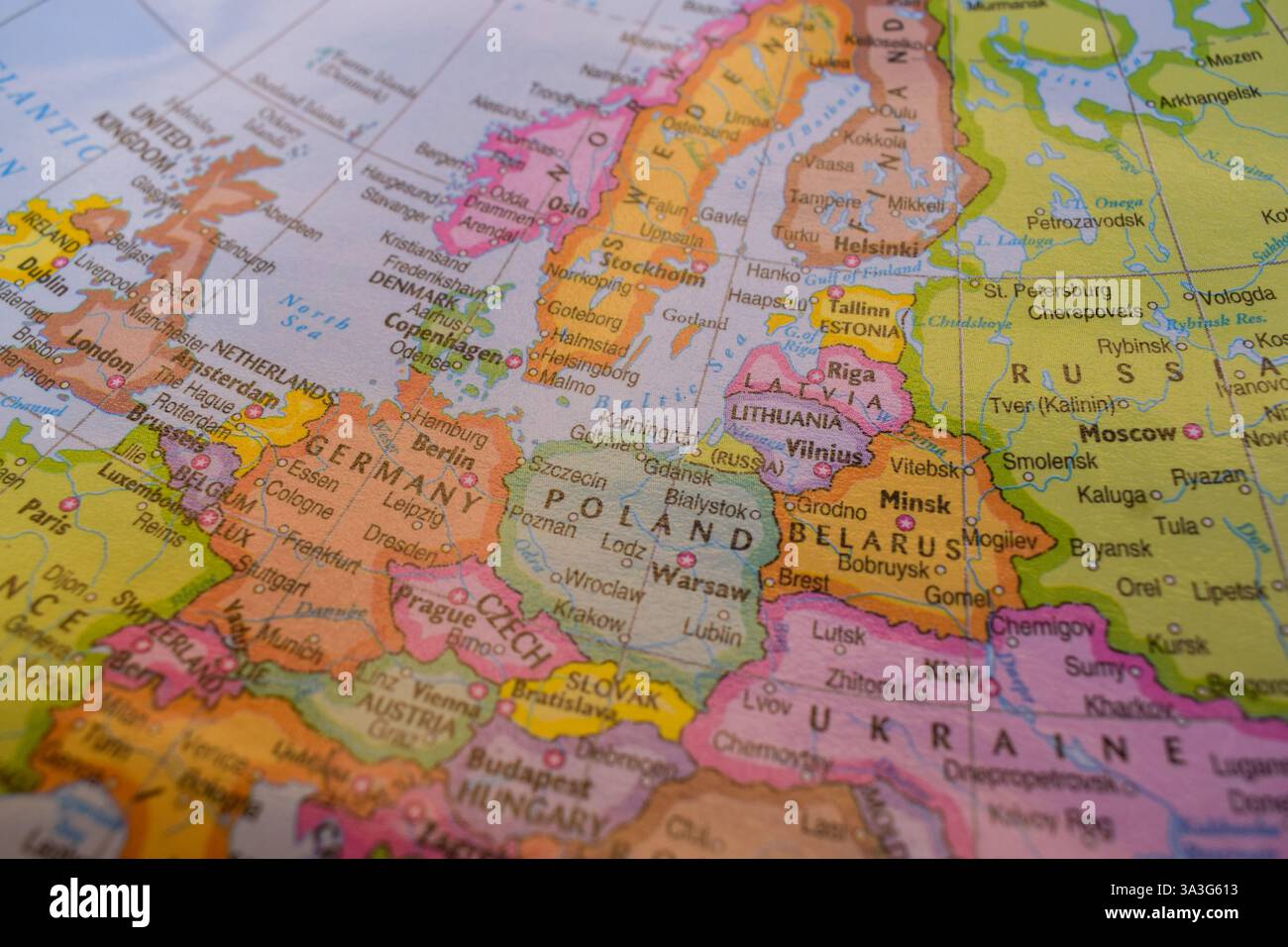 Poland On The World Map Colorful Geo Political Worl Map Stock Photo - Alamy