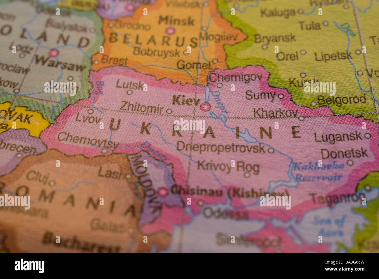 Ukraine On The World Map Colorful Geo Political Worl Map Stock Photo ...
