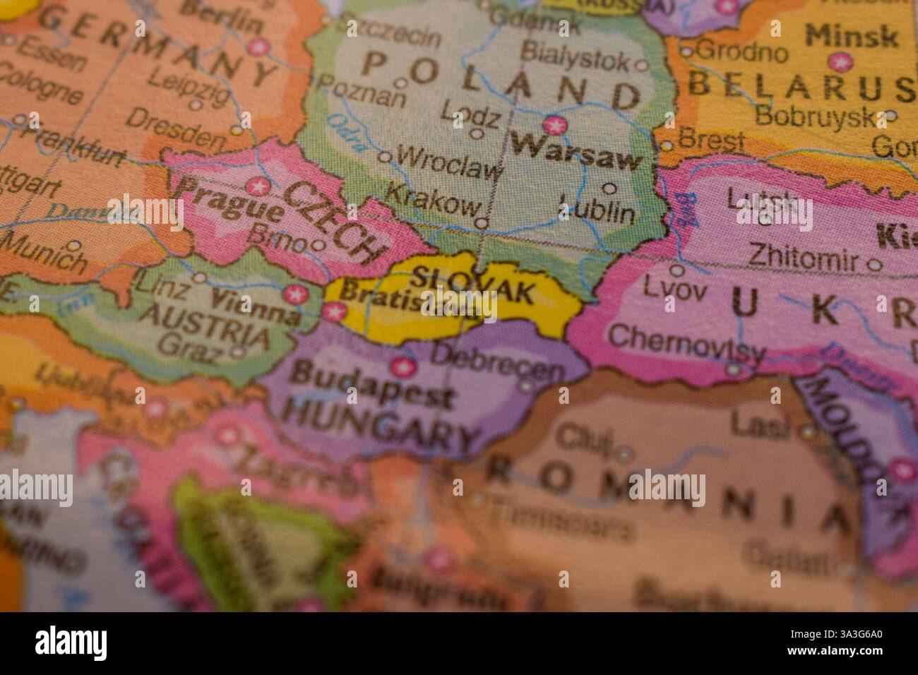 Slovak On The World Map Colorful Geo Political Worl Map Stock Photo - Alamy