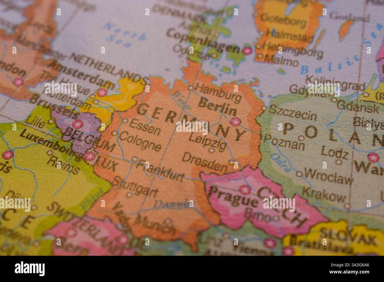 Germany On The World Map Colorful Geo Political Worl Map Stock Photo - Alamy