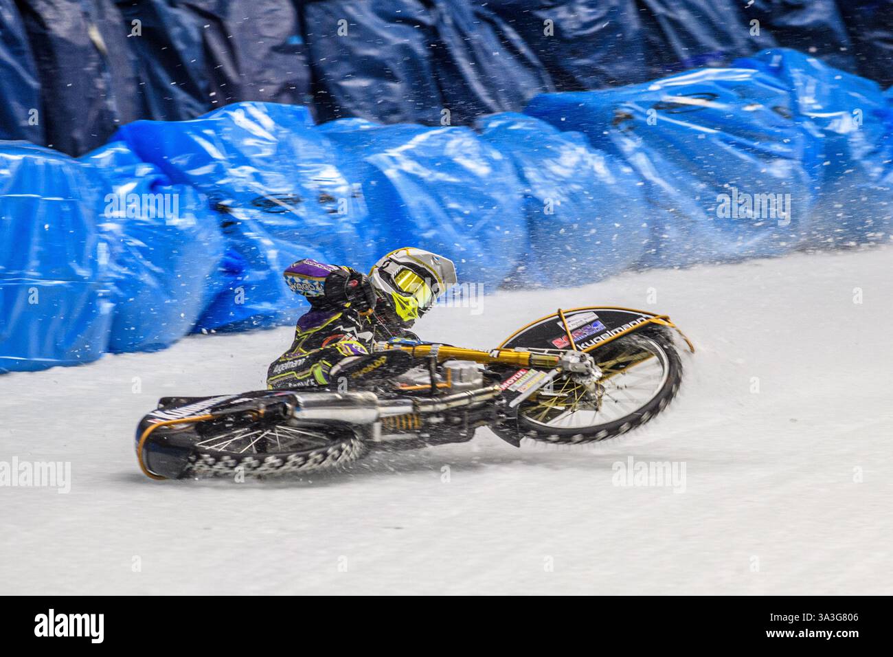 Max Niedermaier (88) of Germany spins off and hits the bales during the ...