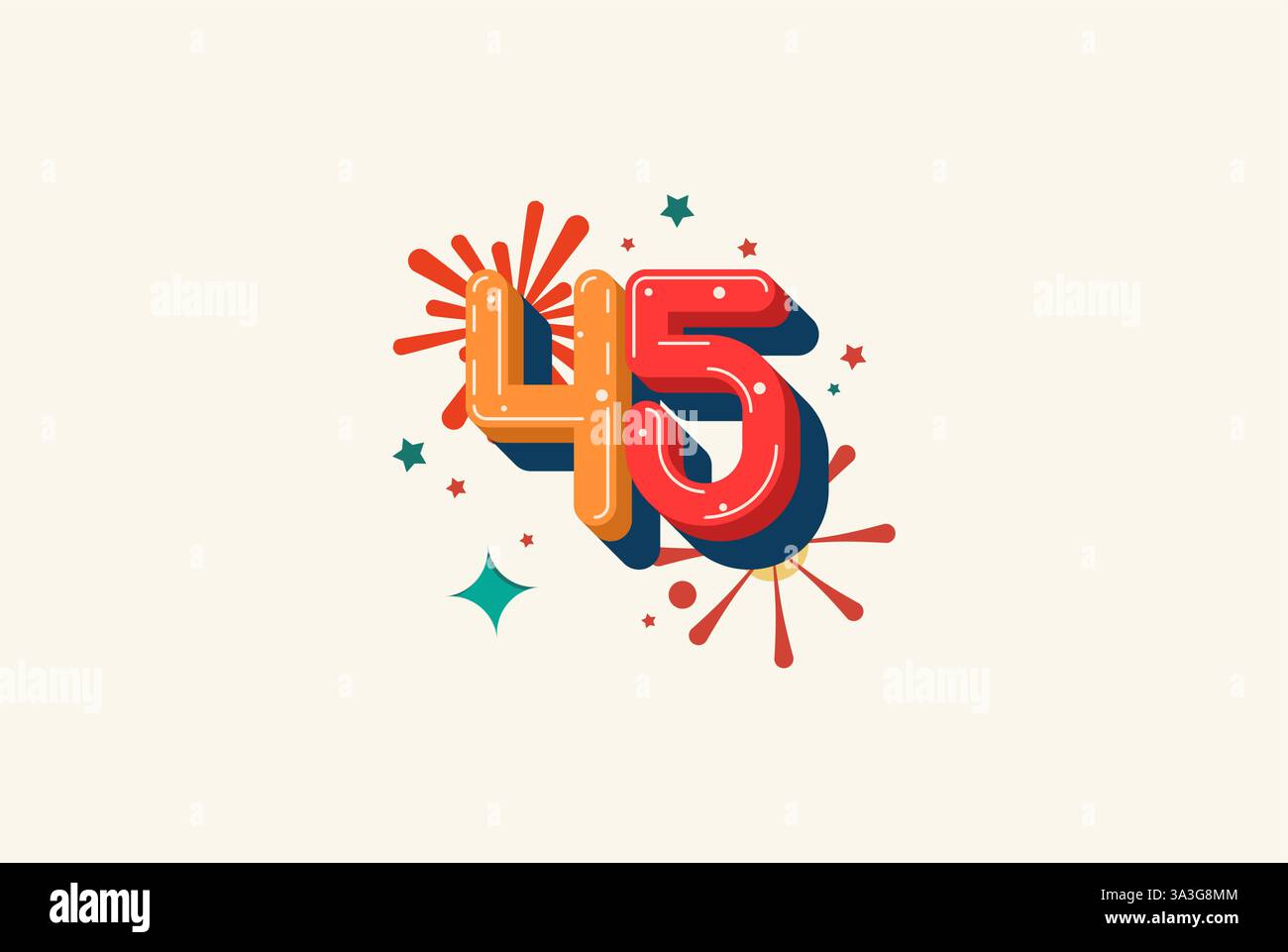 Logo Number Colorful 45th, 45th Happy Birthday or Anniversary with ...