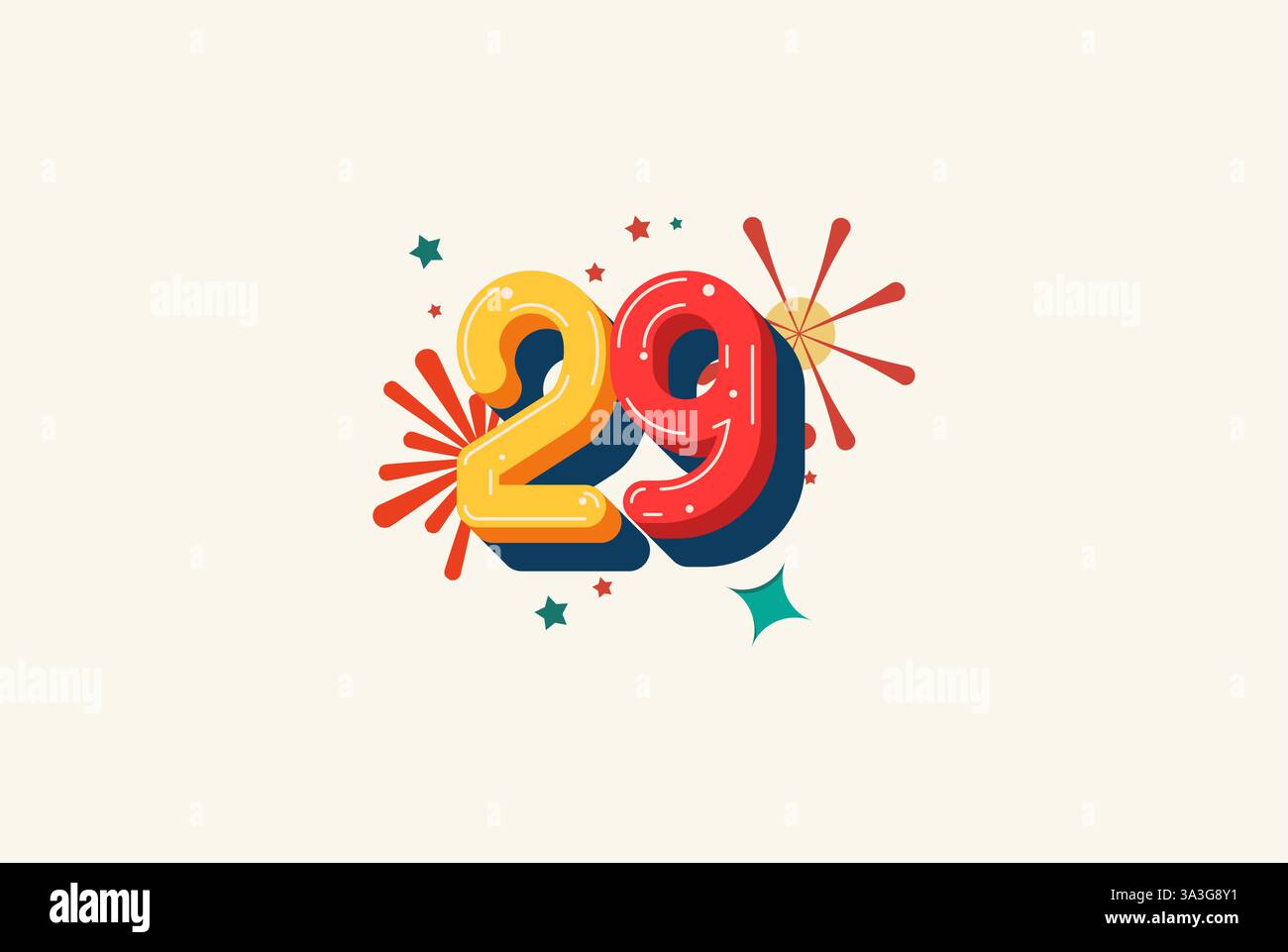 Logo Number Colorful 29th, 29th Happy Birthday or Anniversary with ...