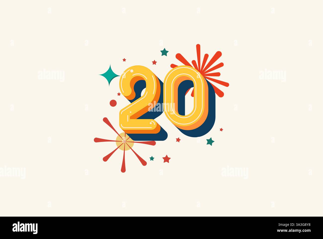 Logo Number Colorful 20th, 20th Happy Birthday or Anniversary with ...