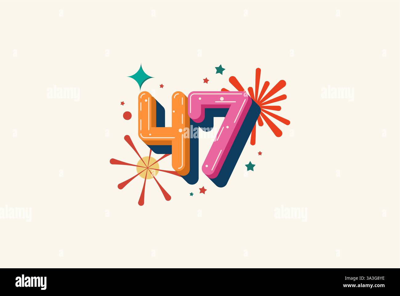 Logo Number Colorful 47th, 47th Happy Birthday or Anniversary with ...
