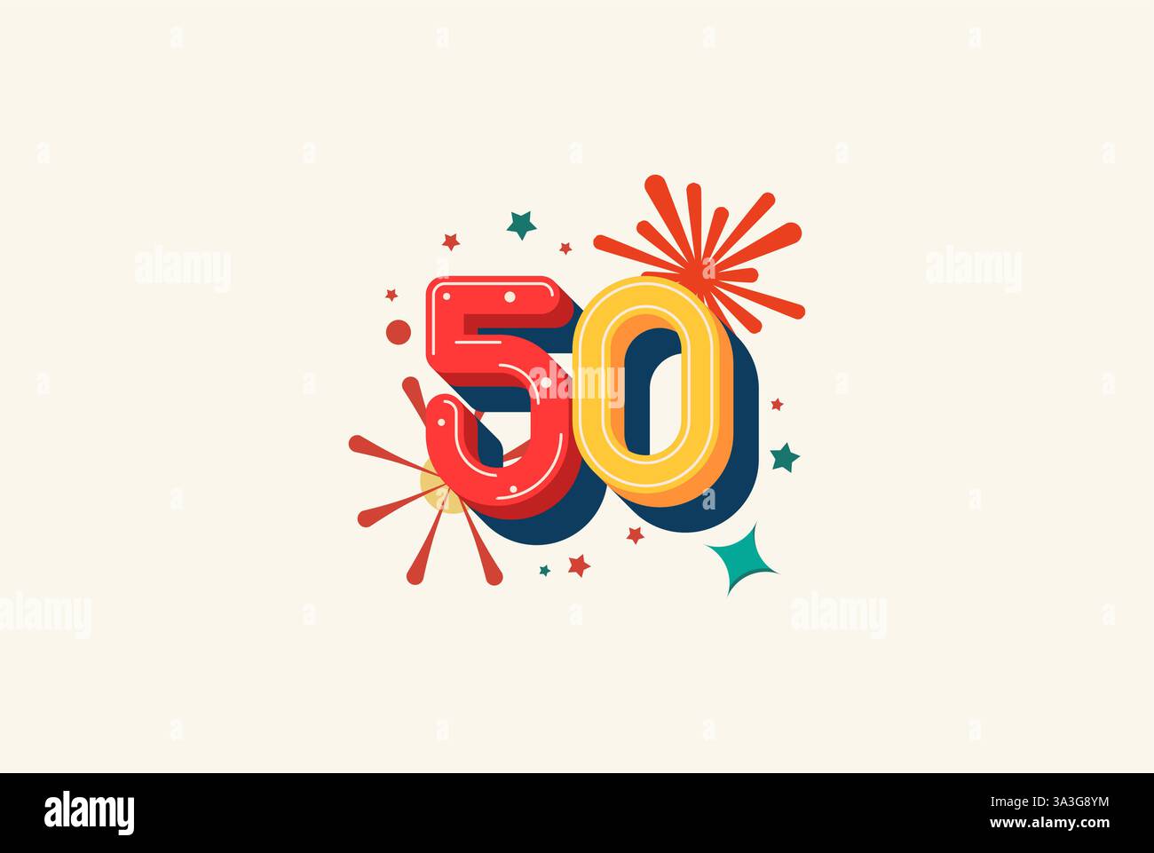 Logo Number Colorful 50th, 50th Happy Birthday or Anniversary with ...