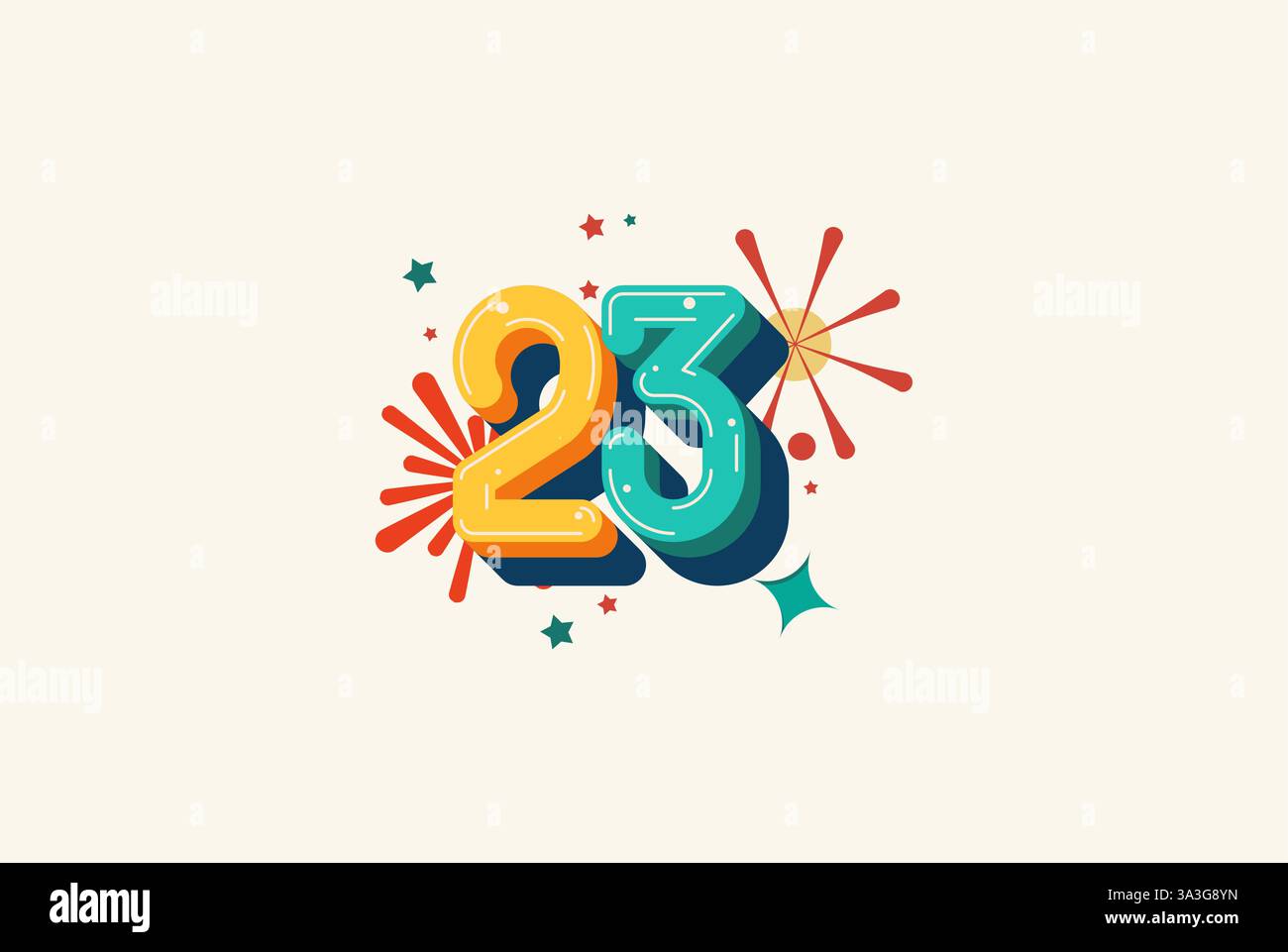 Logo Number Colorful 23th, 23th Happy Birthday or Anniversary with ...