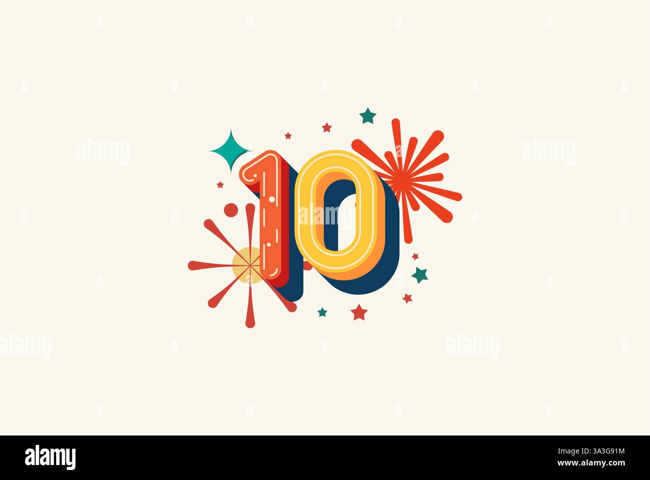 Logo Number Colorful 10th, 10th Happy Birthday or Anniversary with ...