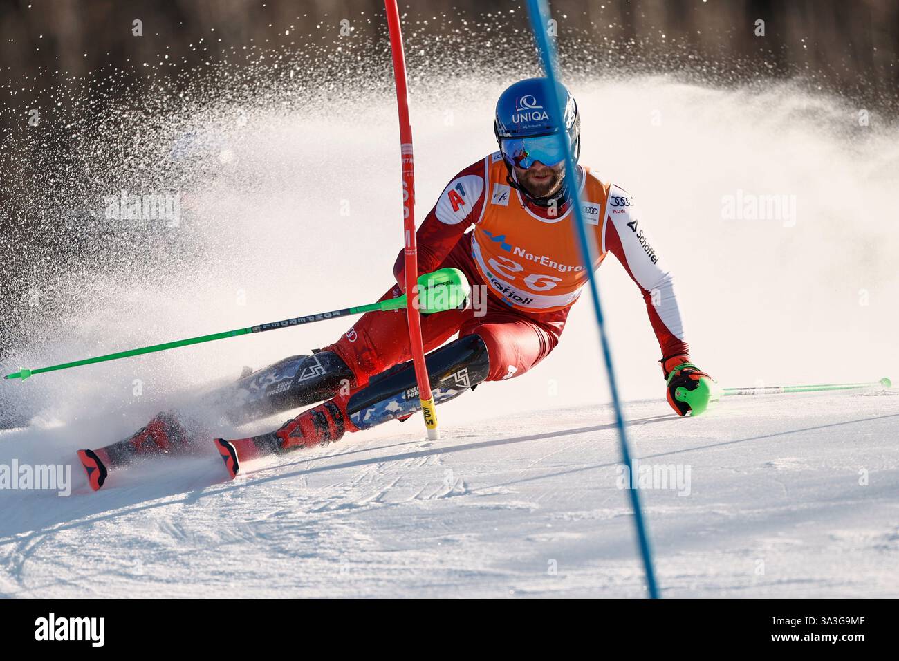 Austria's Marco Schwarz competes in an alpine ski, men's World Cup ...