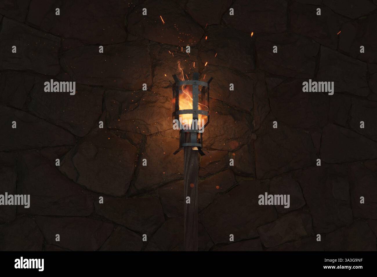 Torch on wall old castle hi-res stock photography and images - Alamy