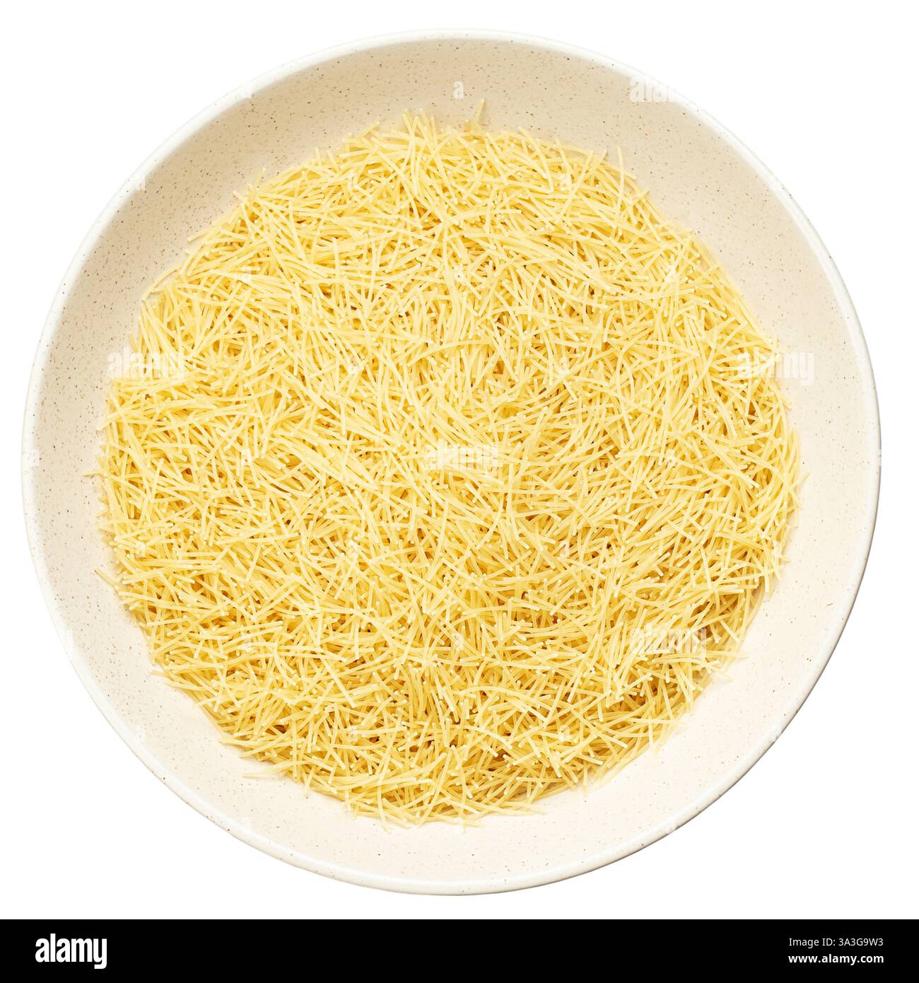 Filini raw pasta in clay bowl isolated on white background. File ...