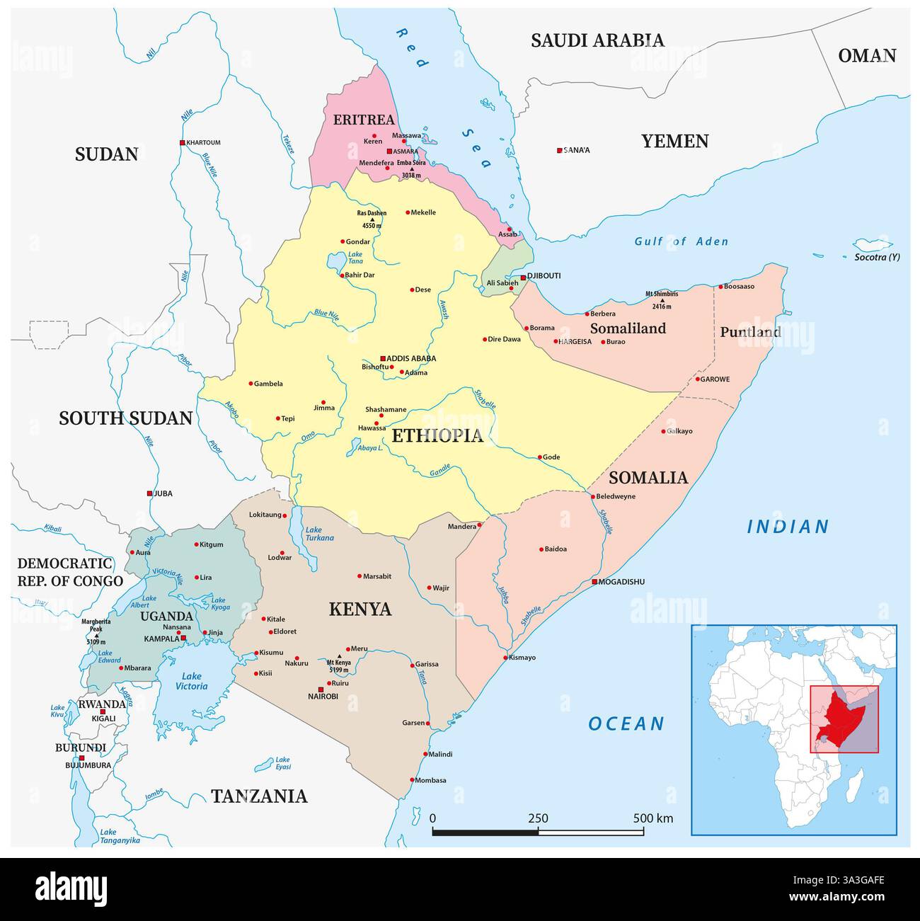 Map somaliland horn of africa graphic hi-res stock photography and ...