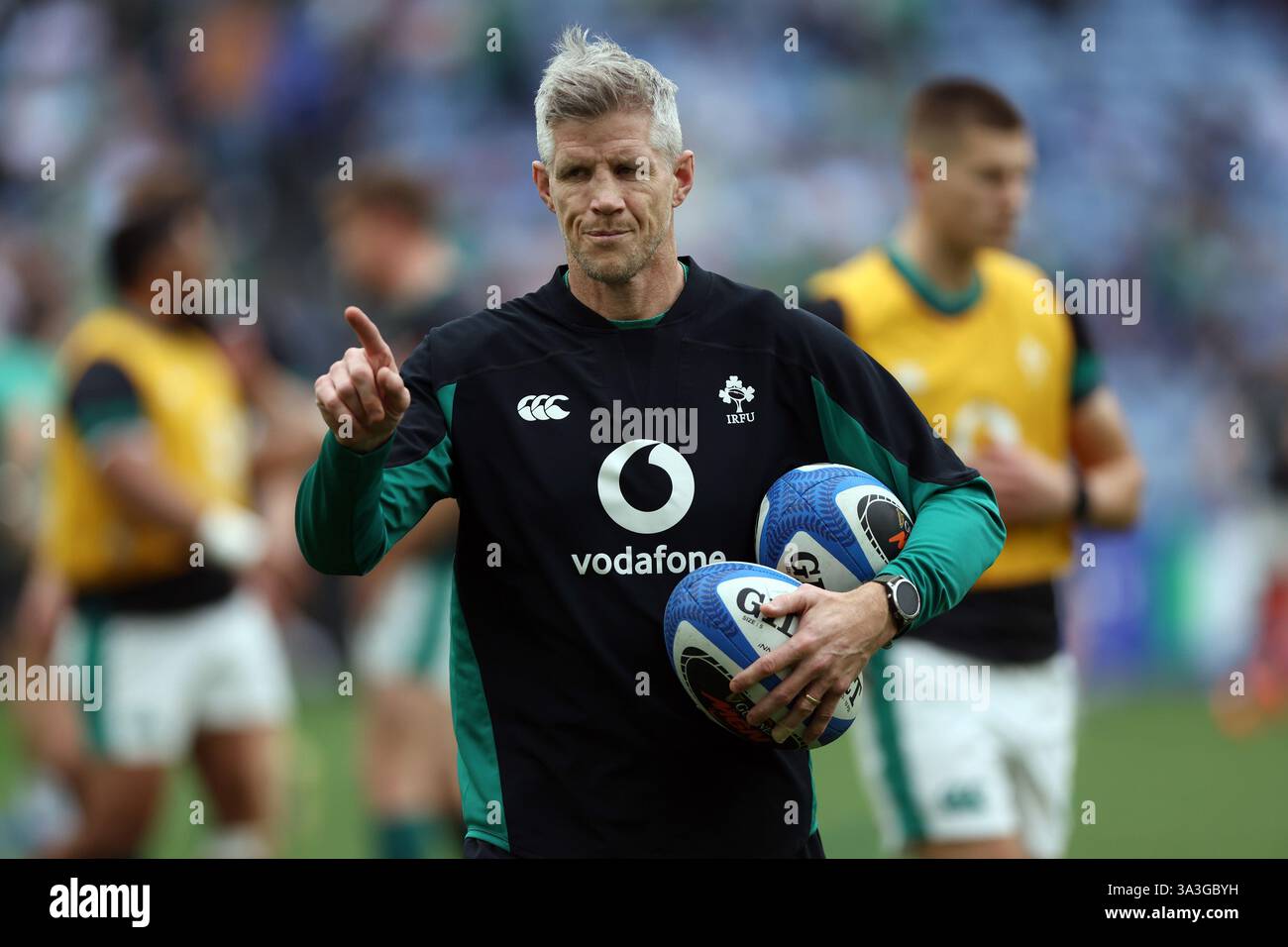 Rome, Italy - 15.03.2025: Simon Easterby seen in action during warm-up ...