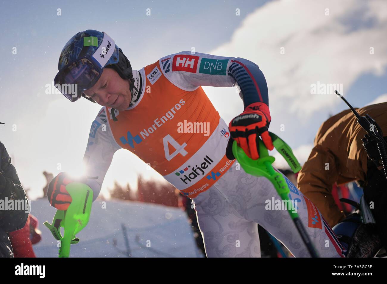 Norway's Timon Haugan concentrates ahead of an alpine ski, men's World ...