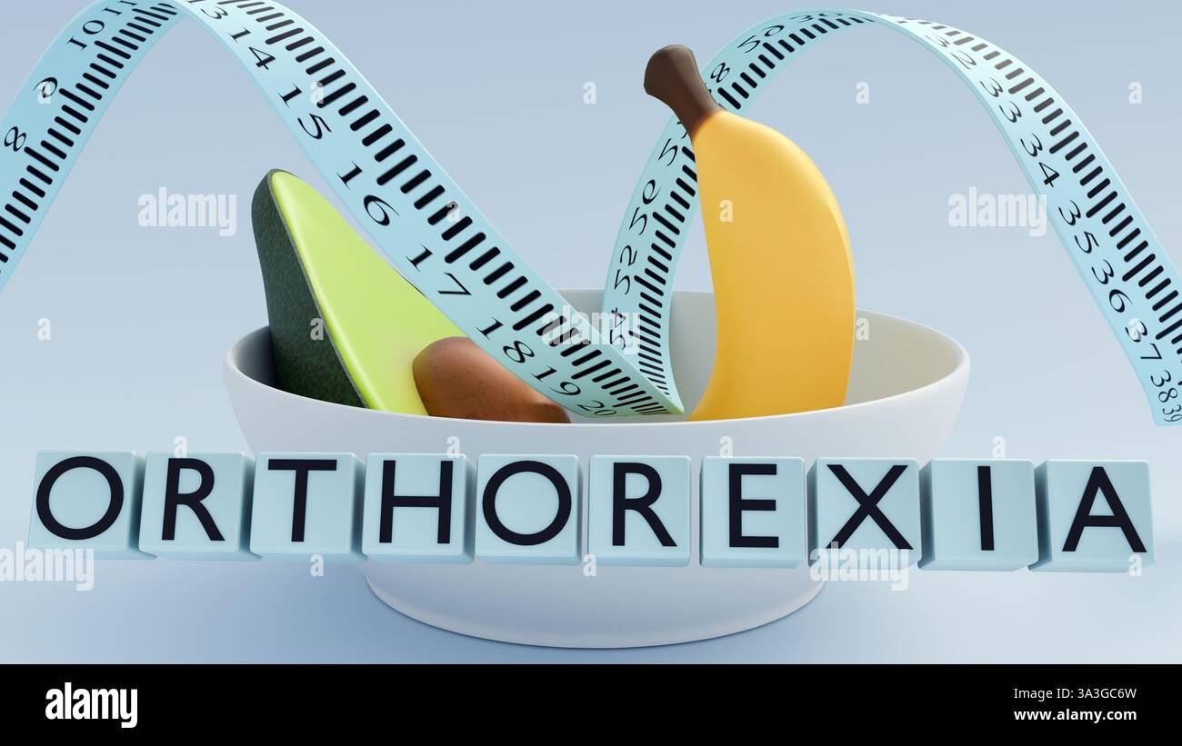 A 3d rendering of the concept of orthorexia nervosa, an eating disorder ...