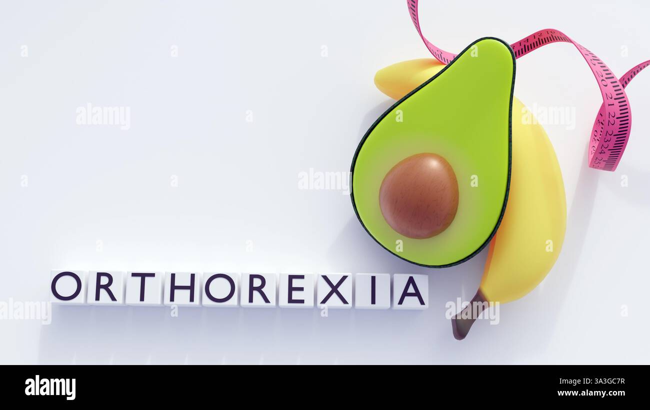 A 3d rendering of the concept of orthorexia nervosa, an eating disorder ...